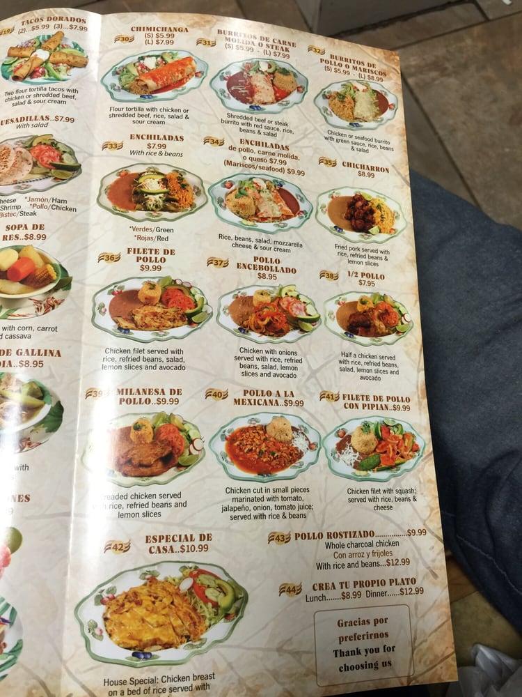 Menu at Arco Iris restaurant, Richmond