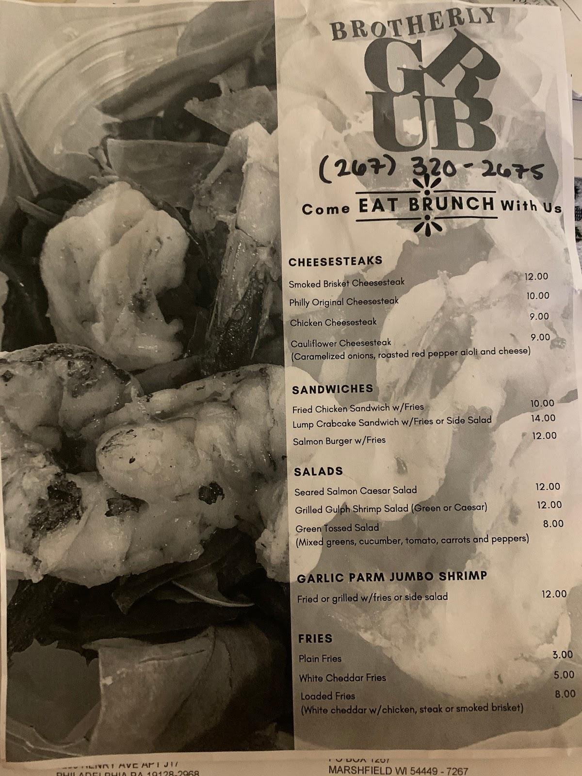 Menu at Brotherly Grub Cafe at Jacobs Northwest, Philadelphia ...