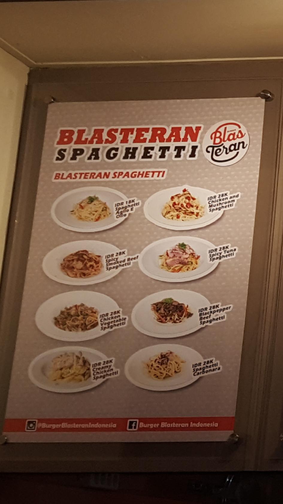 Menu at Burger Blasteran Indonesia restaurant, Banda Aceh