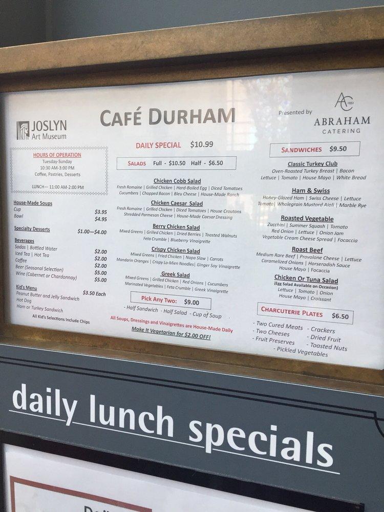Menu at Cafe Durham, Omaha