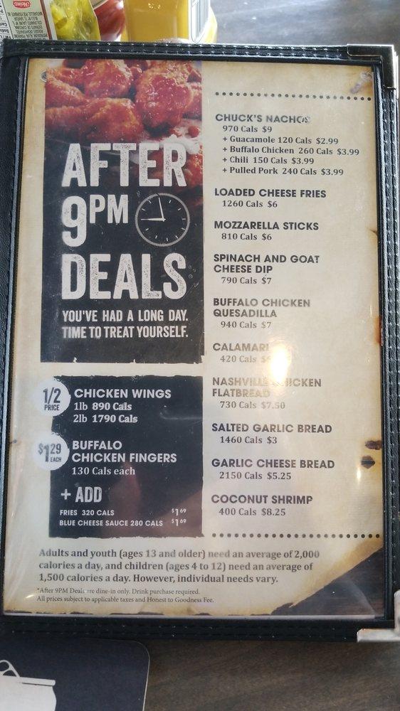Menu at Chuck’s Roadhouse Bar & Grill, Oakville, 379 Speers Rd