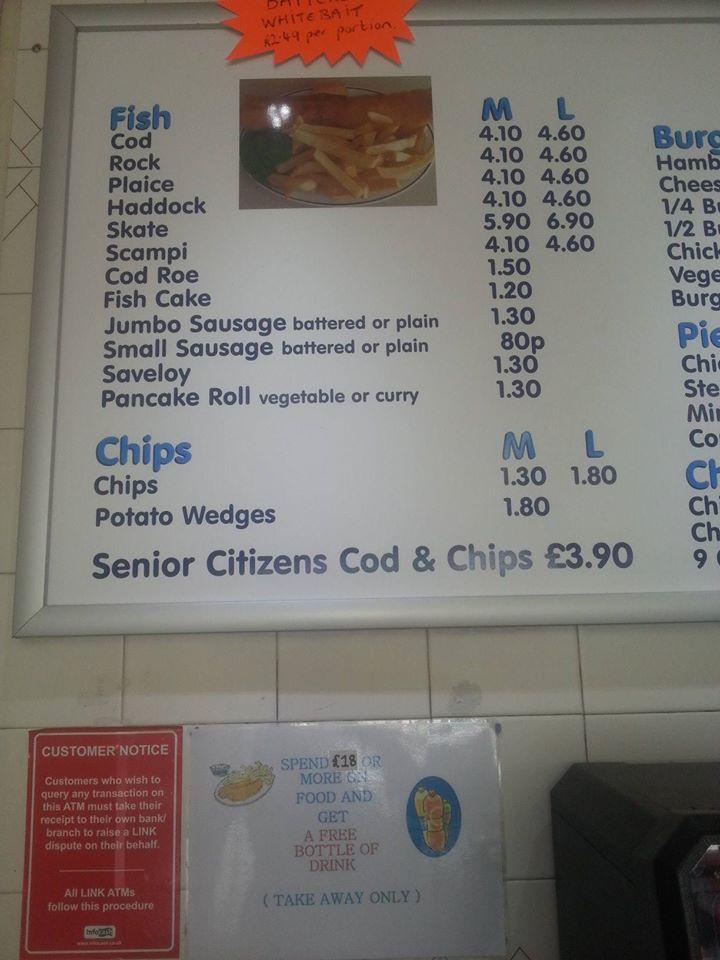 Menu at Fish Inn Two restaurant, Herne Bay