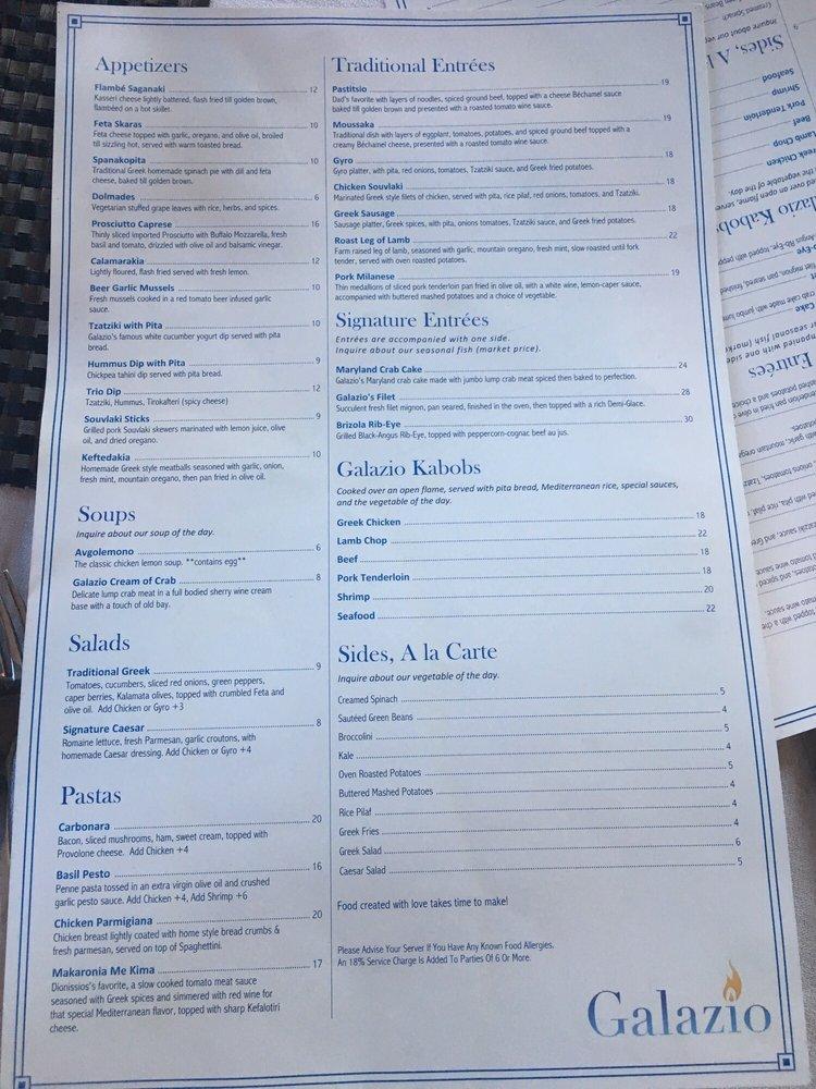 Menu at Galazio Restaurant & Bar, La Plata