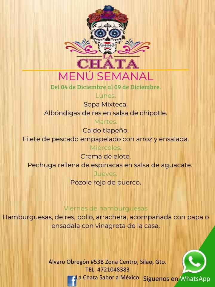 Menu at La chata sabor a mexico. restaurant, Silao