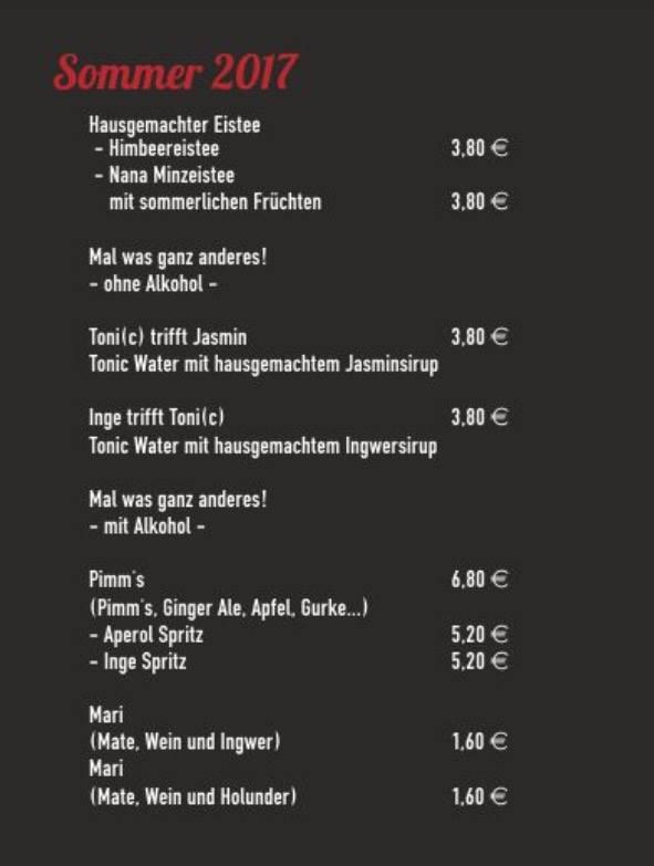 Speisekarte von MoMa Café Bar, Kaiserslautern