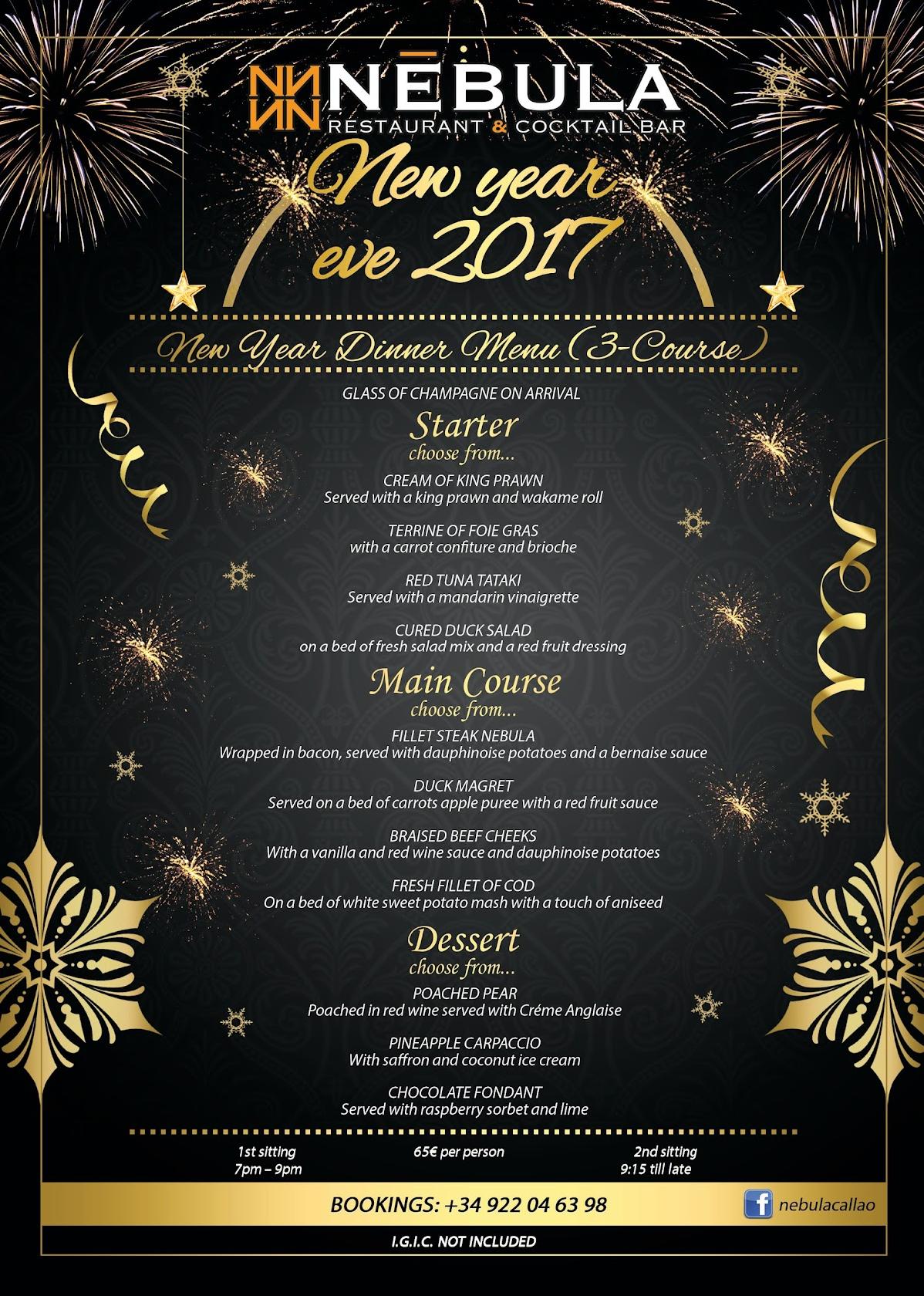 Menu at Nebula Restaurant & Cocktailbar, Costa Adeje