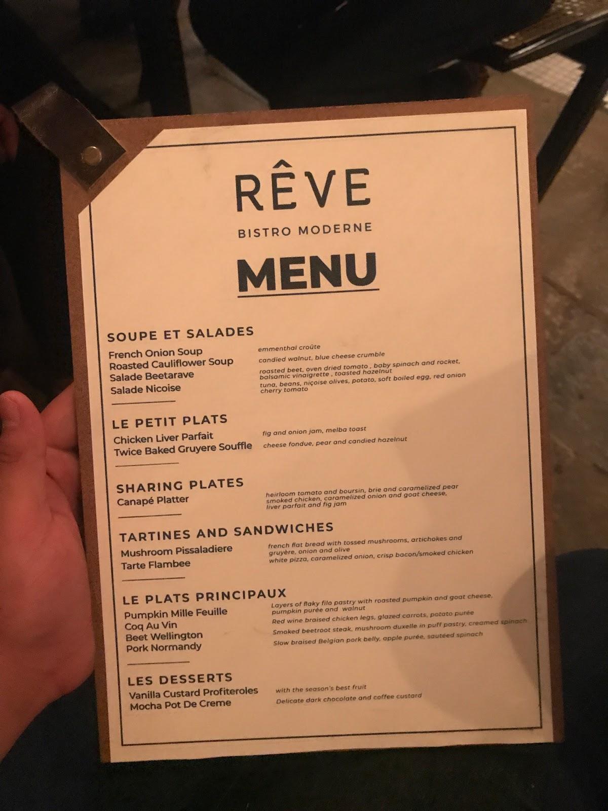 Menu at Reve Bistro Moderne, New Delhi, R2