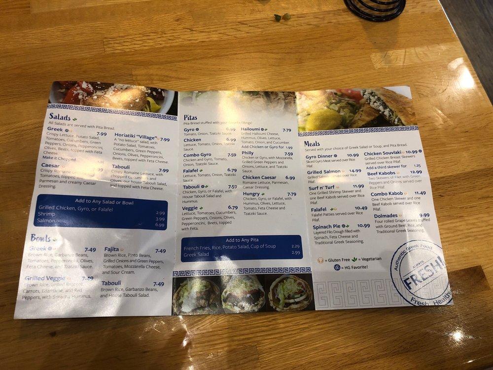 Menu at The Hungry Greek restaurant, Wesley Chapel