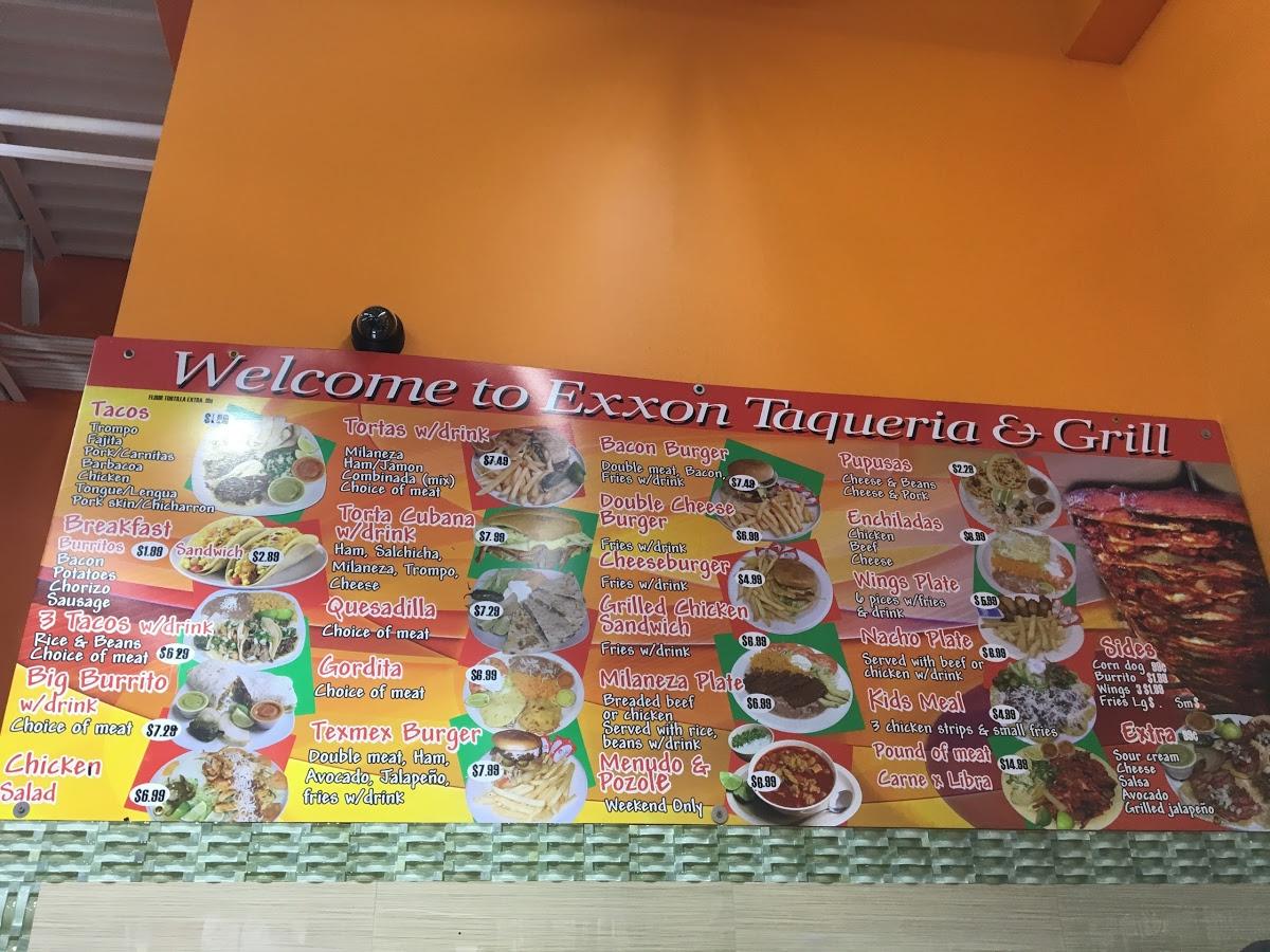Menu at Exxon Taqueria & Grill restaurant, Balch Springs