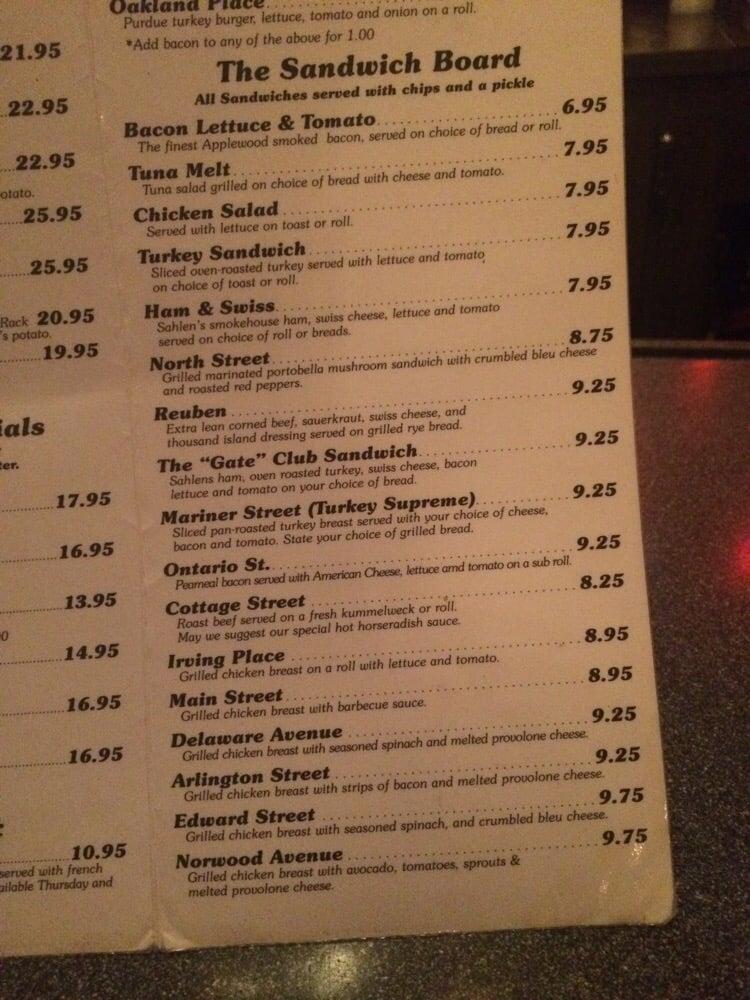 Menu at Gabriel's Gate pub & bar, Buffalo