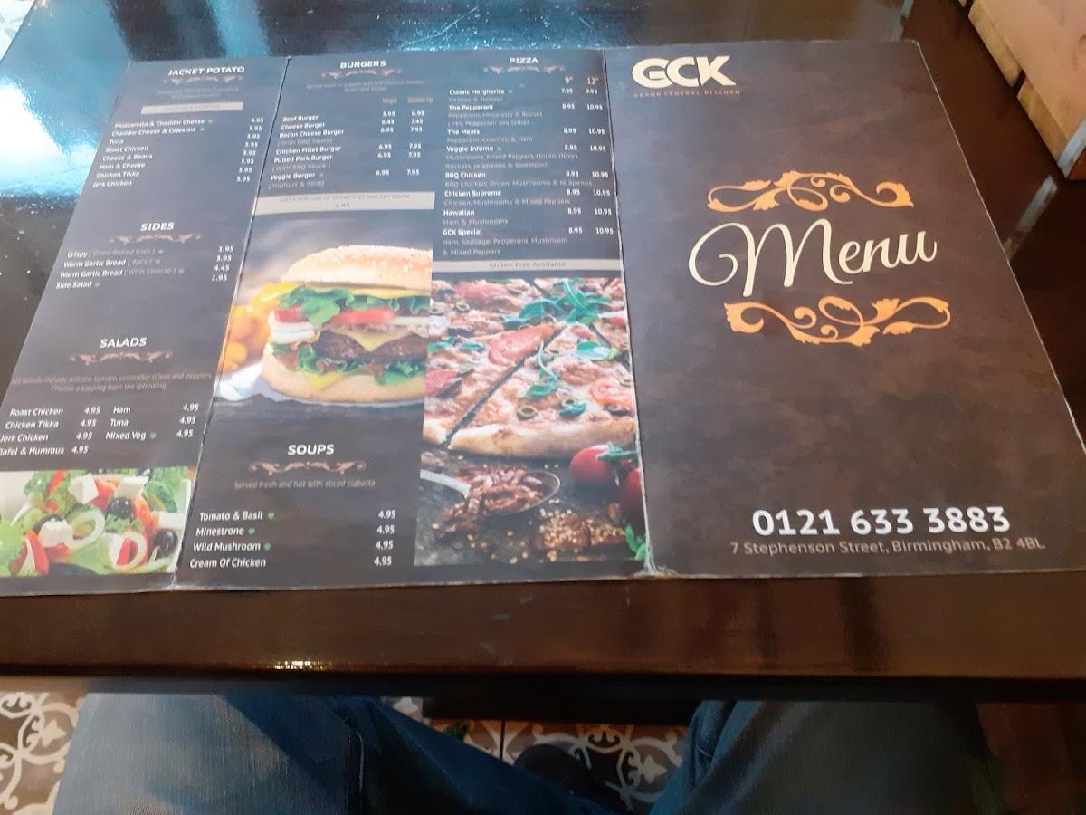 Menu at Grand Central Kitchen restaurant, Birmingham