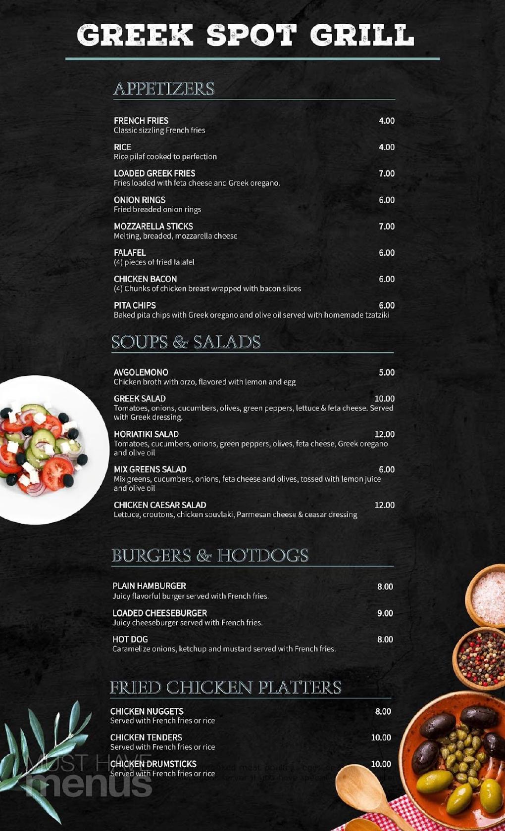 Menu at Greek Spot Grill restaurant, New Port Richey
