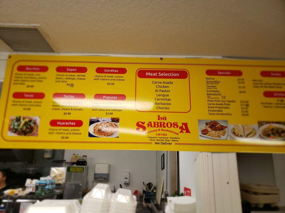Menu at La Sabrosa Grocery & Restaurant Orange Park, Orange Park, Mound St