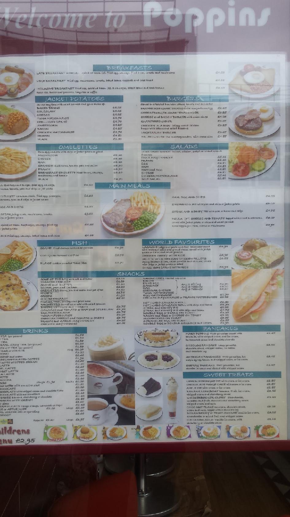 Menu at Poppins Gosport restaurant, Gosport
