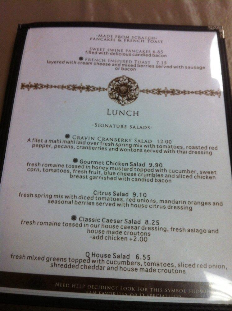 Menu at Q Cafe, Thomasville
