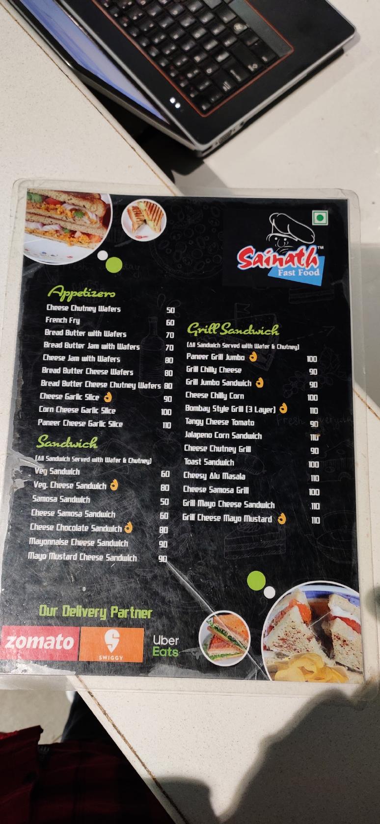 Menu at Sainath Sandwich, Vadodara, 855M+JWC