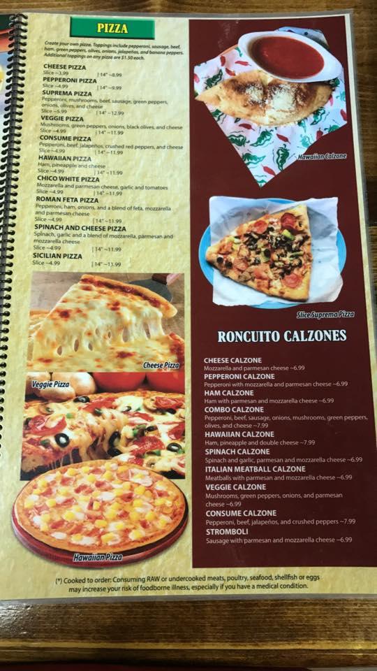 Menu at Sazon Mexican restaurant, Hindman