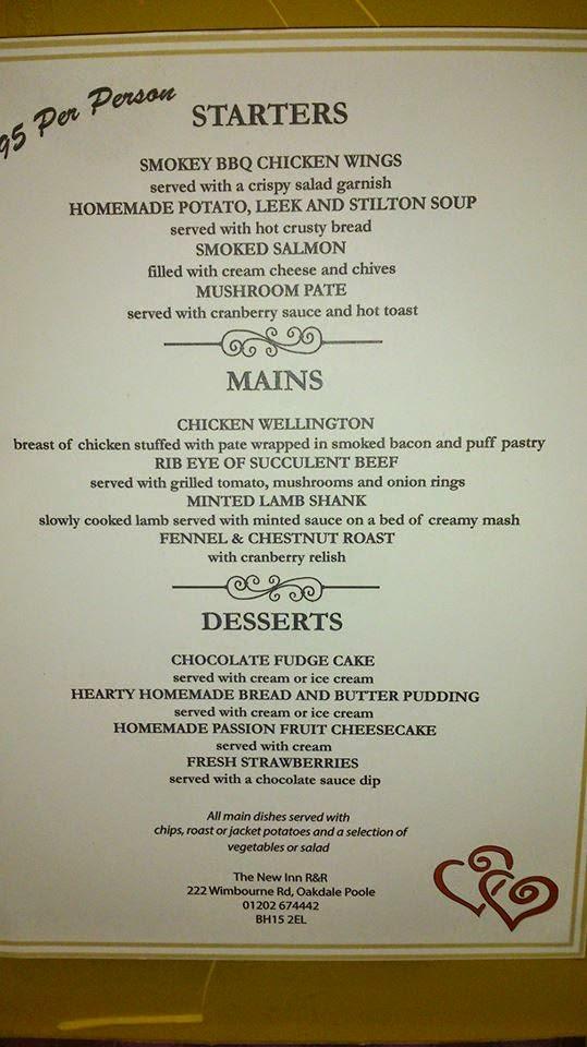 Menu at The New Inn pub & bar, Poole