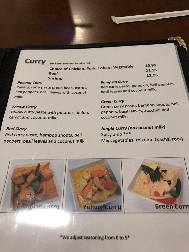 Menu at Thai Food Restaurant, Lake Havasu City