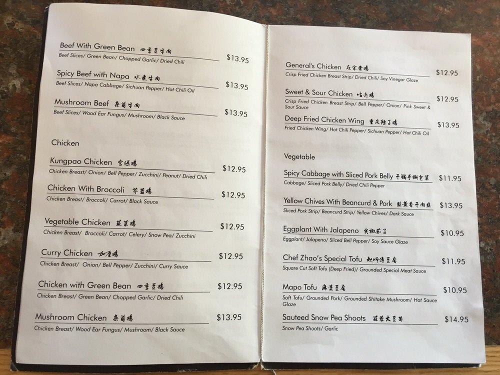 Menu at Chef Zhao Kitchen restaurant, Palo Alto, W Bayshore Rd #120