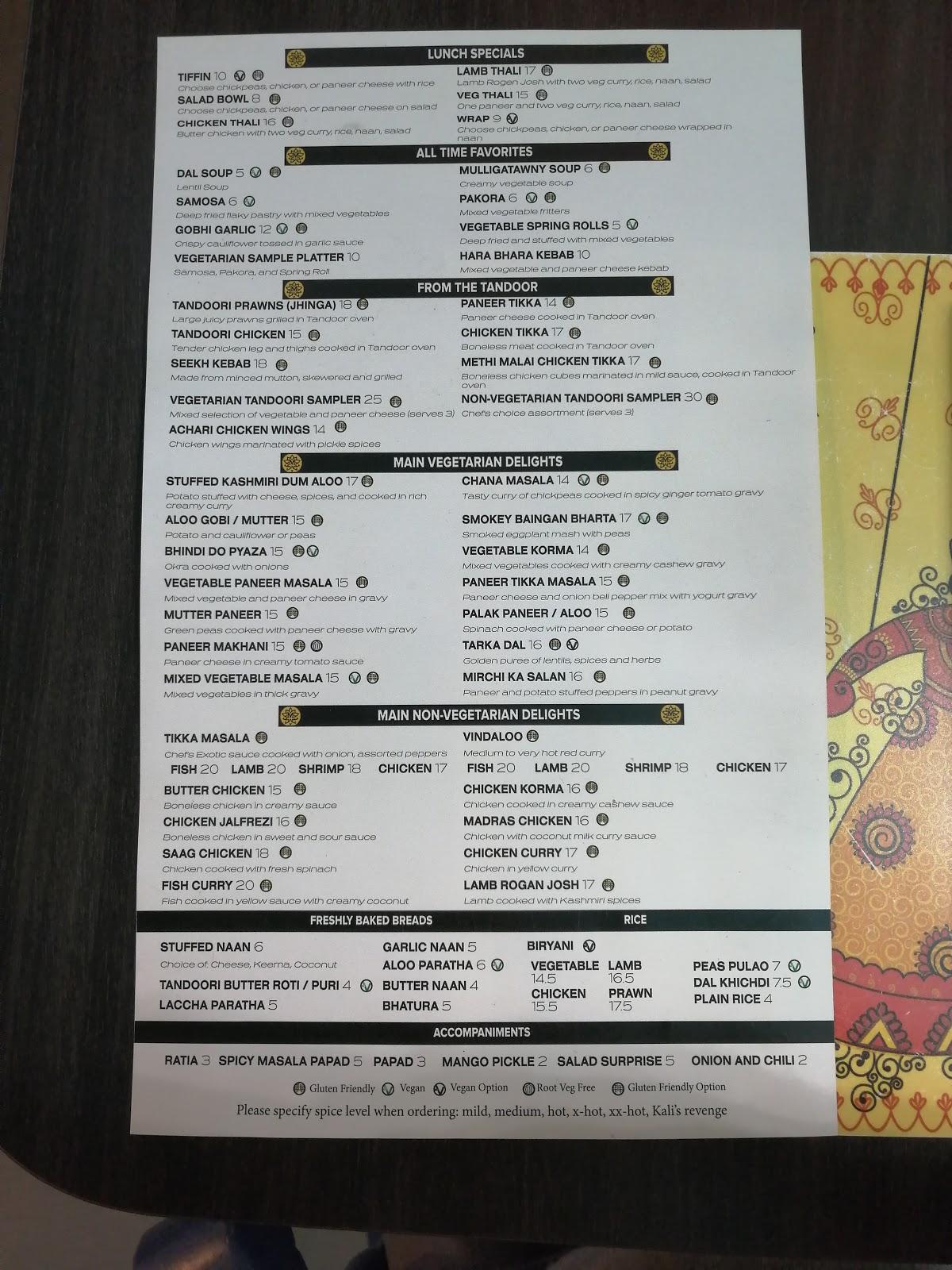 Menu at Marigold Unique Flavour Indian - Thai - Indo chinese restaurant ...