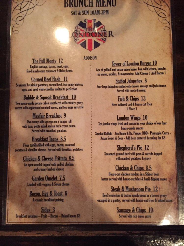 Menu at The Londoner Addison pub & bar, Addison, Midway Rd