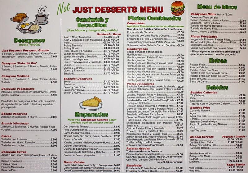 Carta del restaurante ZEST, Gran Alacant