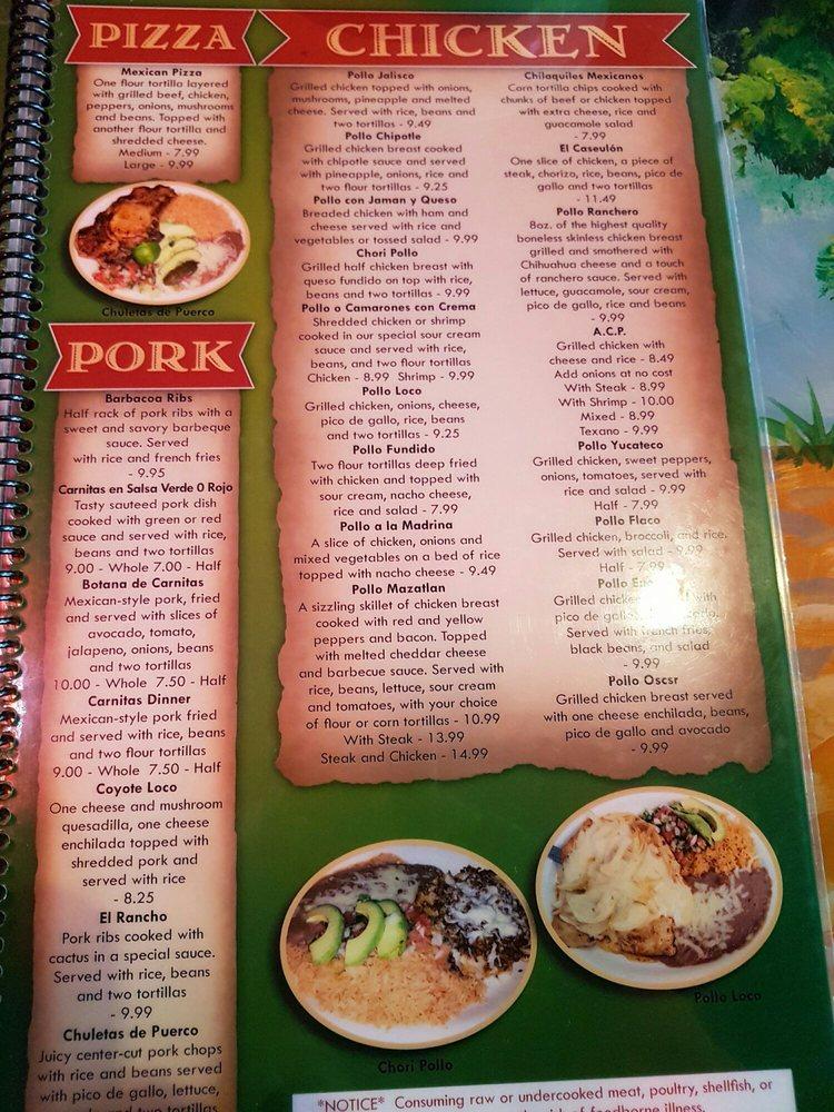 Menu at Monte De-Rey restaurant, Walkertown, Old Hollow Rd