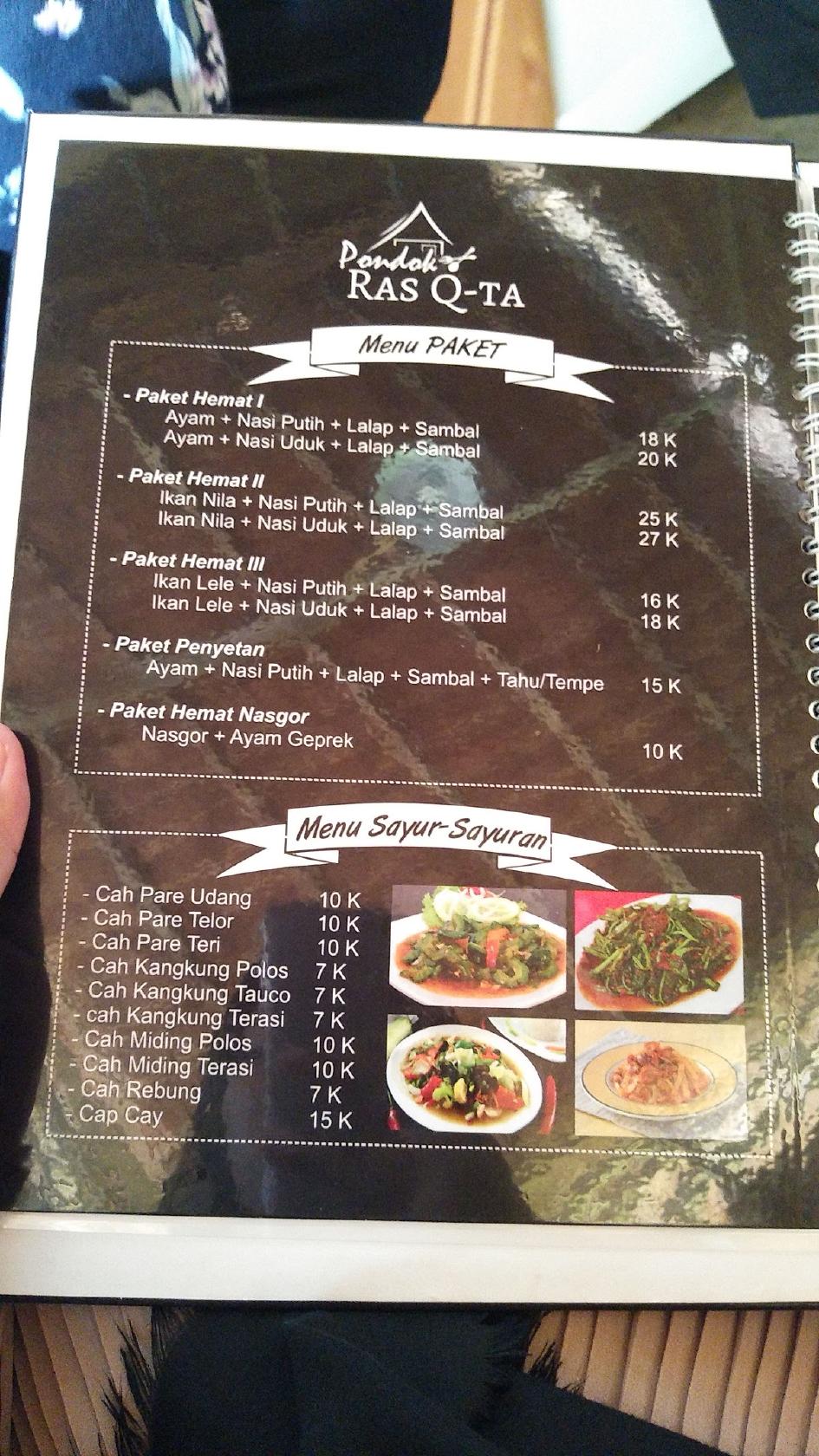 Menu at pondok RAS Q-TA restaurant, Singkawang, VXWG+V2J