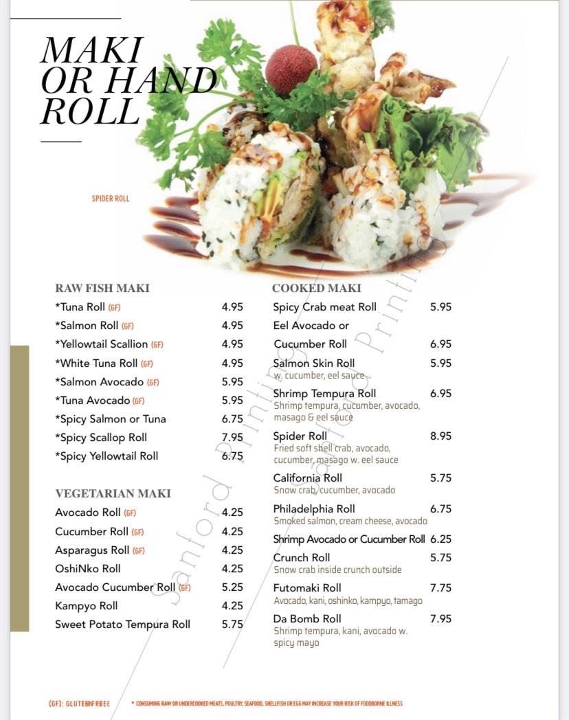 Menu at Big Fish Sushi restaurant, Sammamish