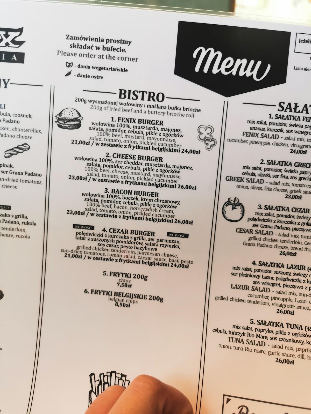 Menu at Pizzeria Fenix, Radomsko