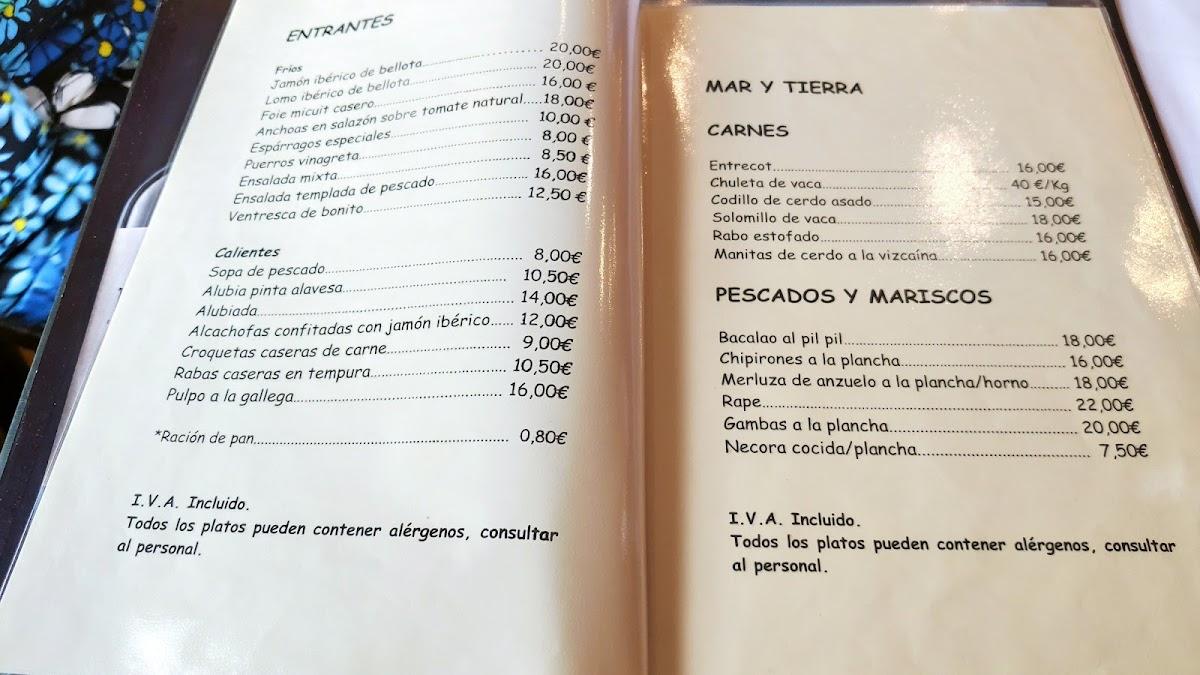 Menu at Restaurante Casa Areso, Murgia