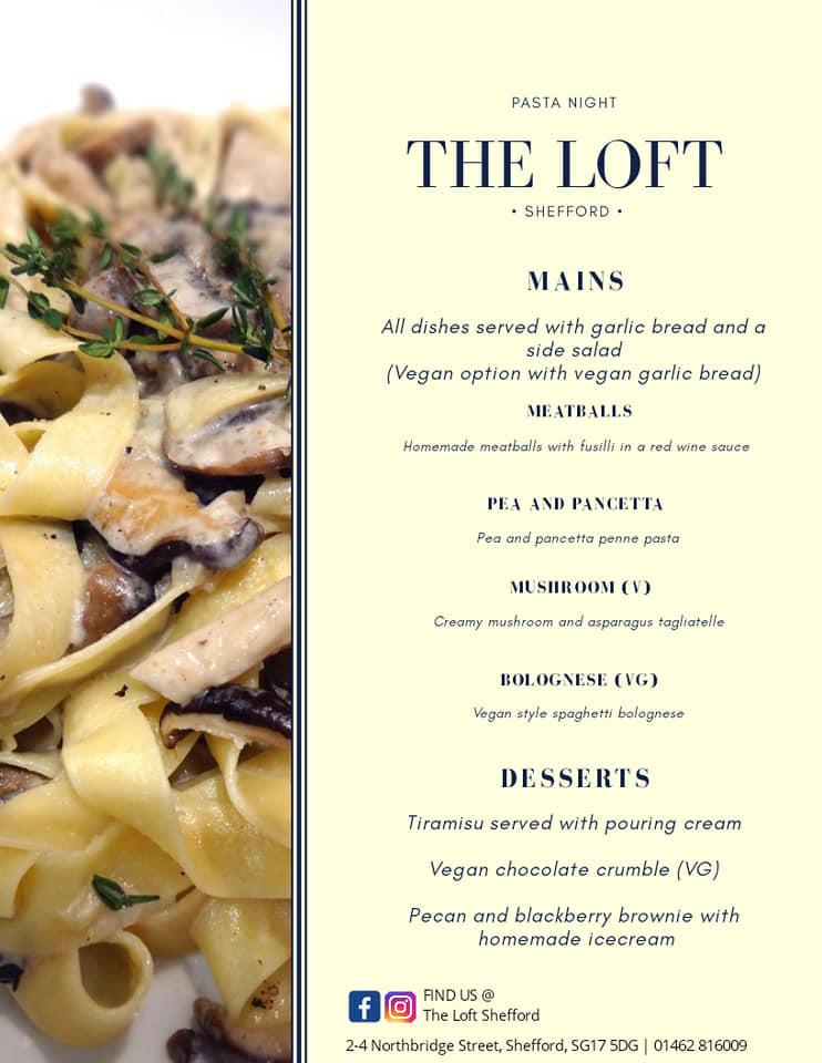 Menu at The Loft Shefford cafe, Shefford