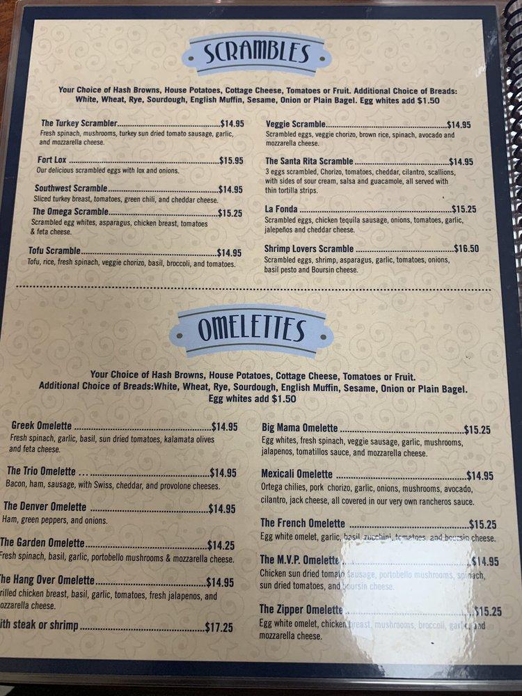 Menu at The Nook restaurant, Thousand Oaks