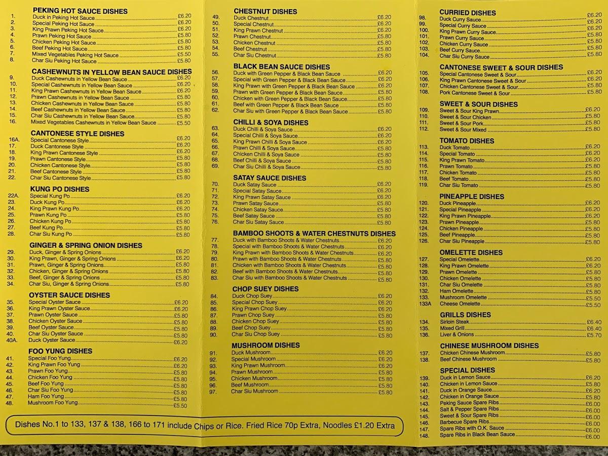 Menu at The River Queen fast food, Shotton