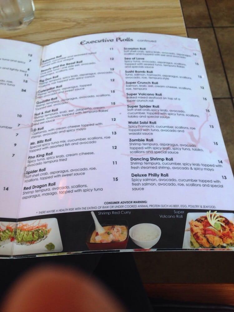 Menu at Wabi-Sabi restaurant, Merritt Island