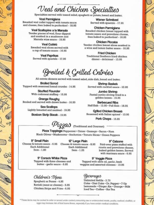 Carta de Corso's Italian Restaurant, North Olmsted