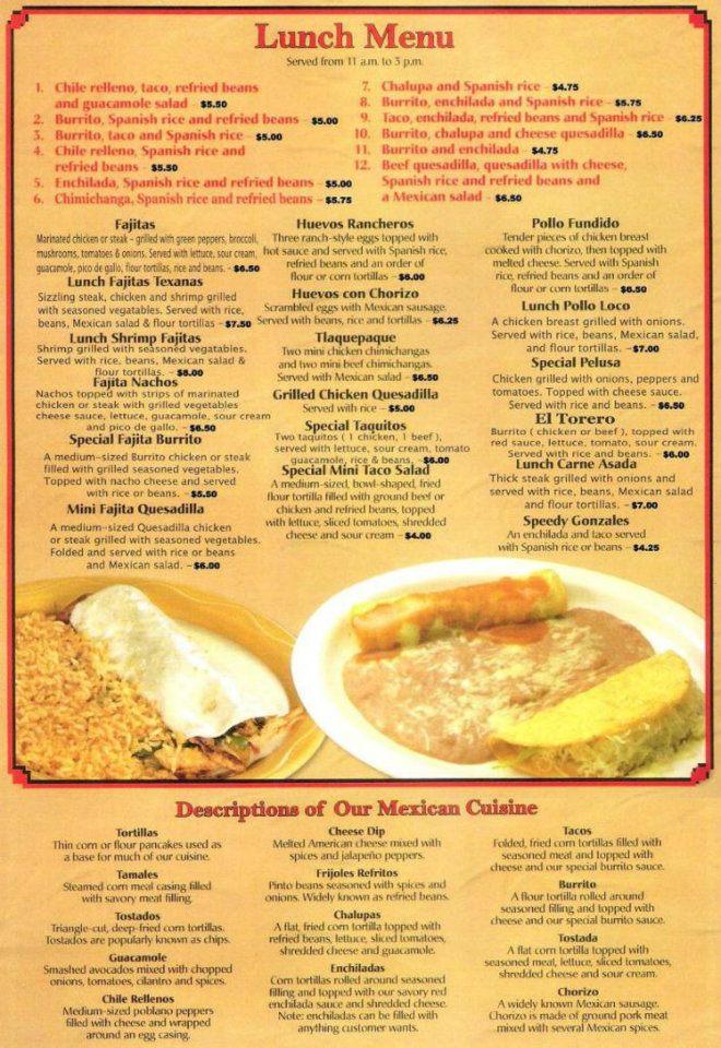Menu at El Torero restaurant, Warren, Elm Rd NE