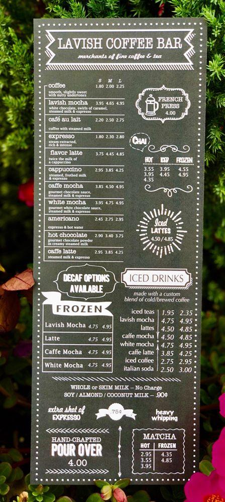 Menu at Lavish Coffee Bar, Jasper