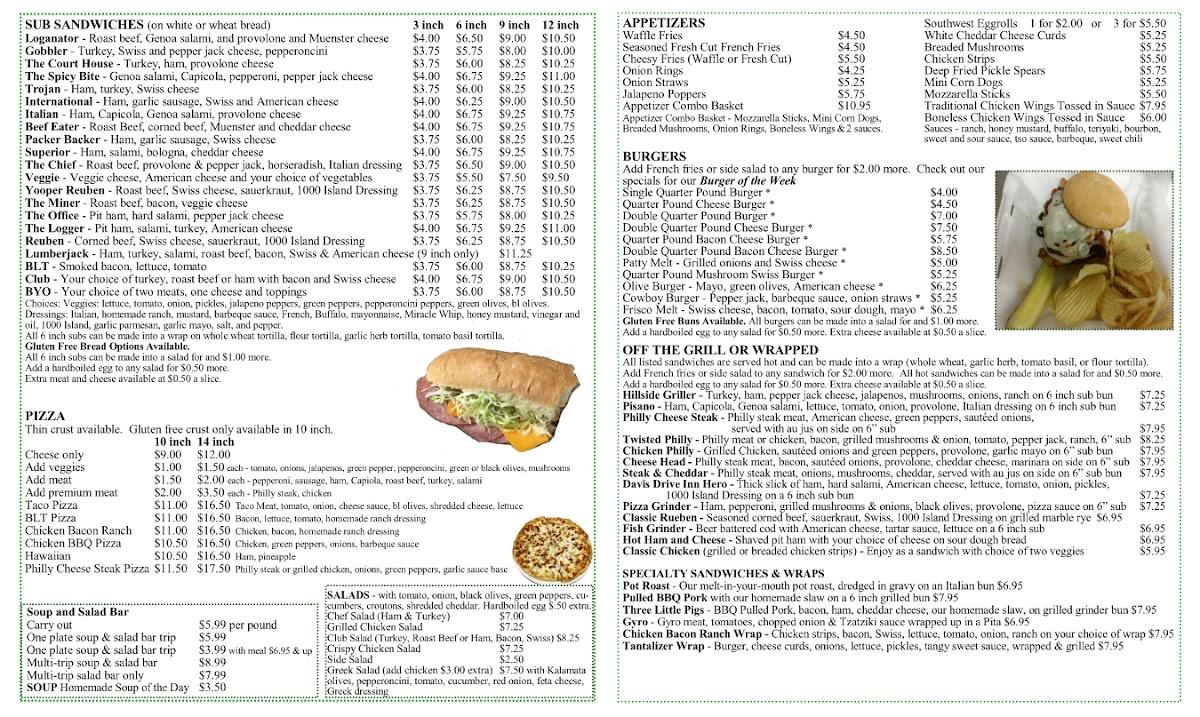 Menu at Logans' Place restaurant, Crystal Falls