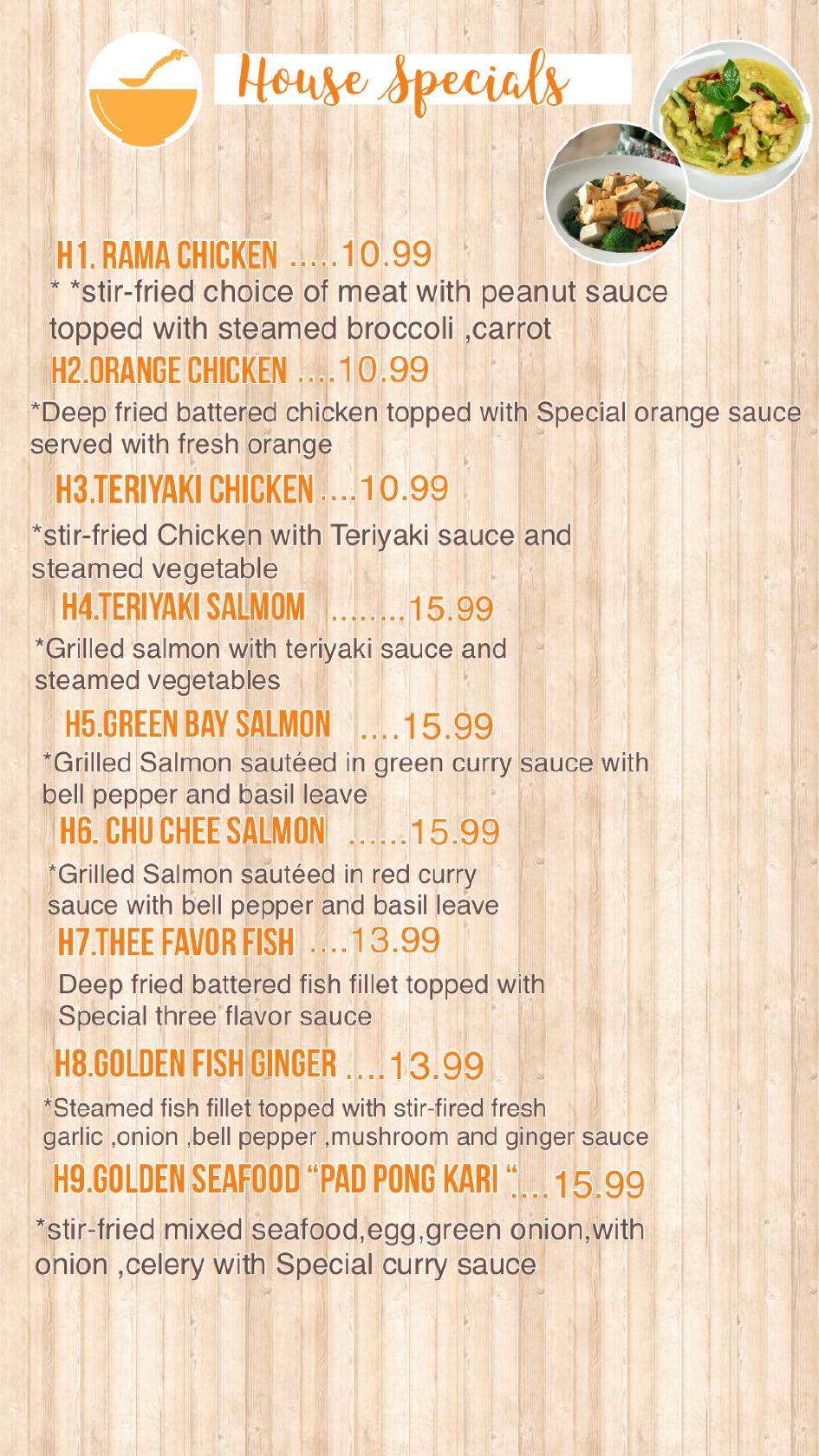Menu at Golden Bowl Thai restaurant, Temecula