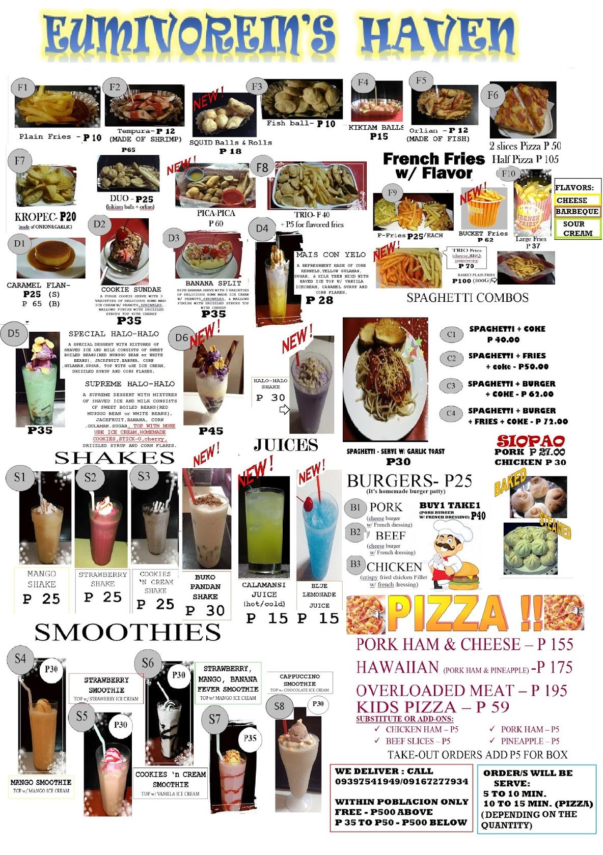 Menu at Le'Ace FOOD HAVEN cafe, Talakag