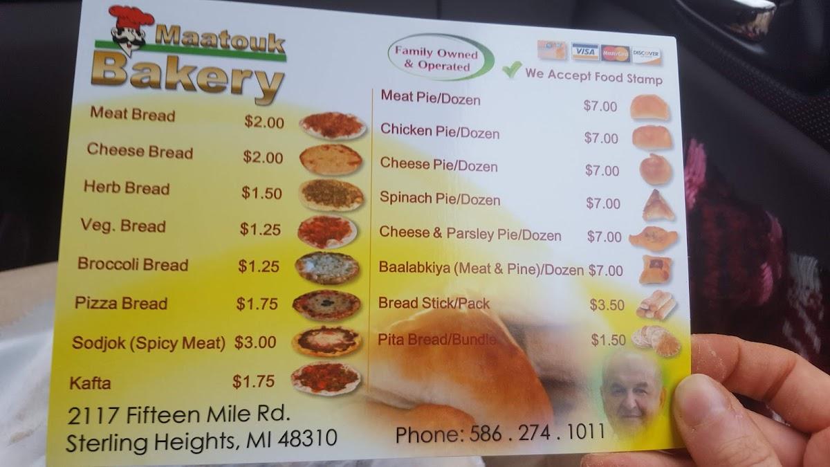 Menu at Maatouk Bakery, Sterling Heights