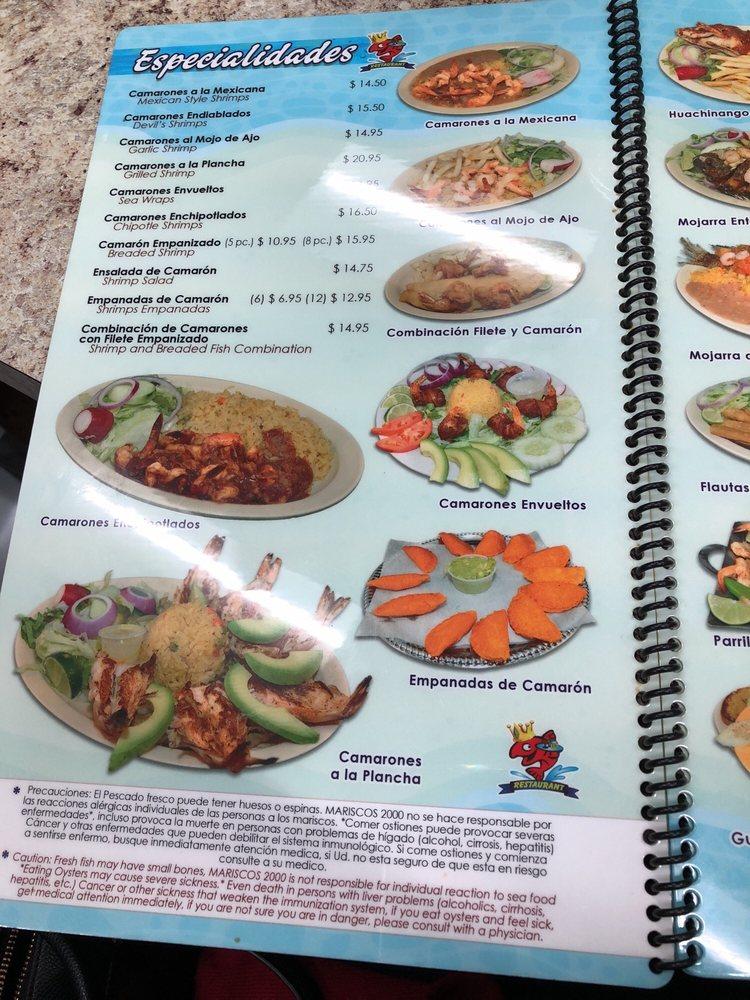 Menu at Mariscos 2000 restaurant, Dallas, Forest Ln ste 111