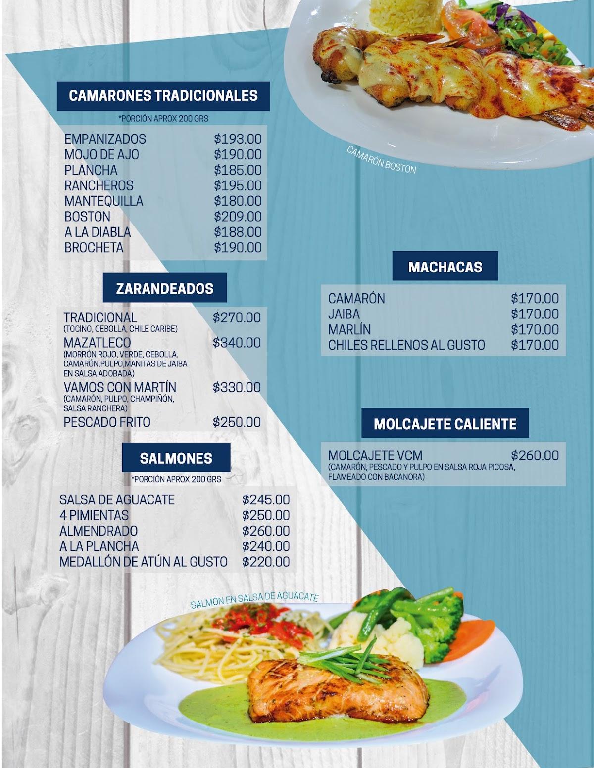 Carta del restaurante Mariscos Vamos con Martín, Ciudad Obregón