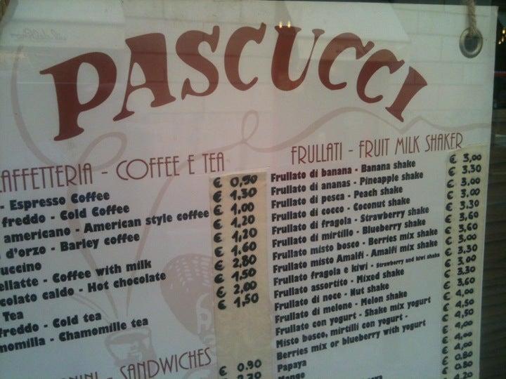 Menu at Pascucci pub & bar, Rome, Via di Torre Argentina