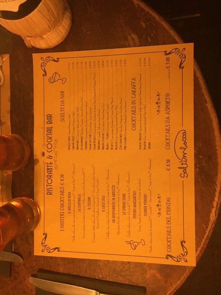 Menu at Saltimbocca ristorante, Rome