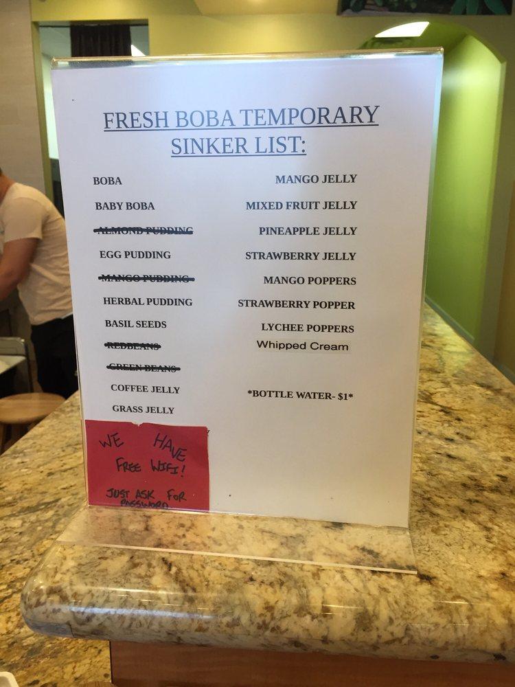 Menu at Fresh Boba pub & bar, Sugar Land