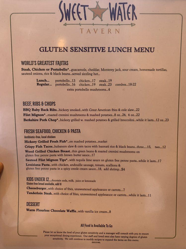 Menu at Sweetwater Tavern steakhouse, Merrifield