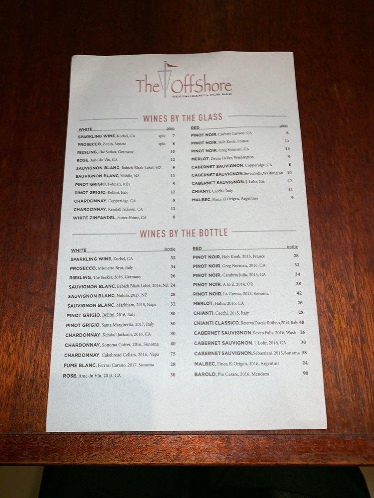Menu at The Offshore Restaurant, Point Pleasant Beach